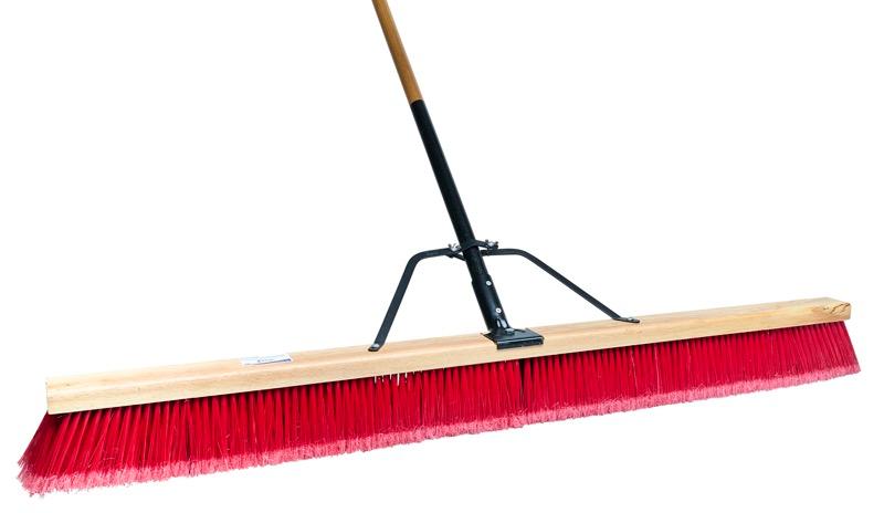 The RYNO Medium Push Broom in Red With Metal Brace | M2