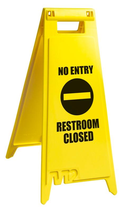 Bright Yellow Restroom Closed Floor Sign | M2 Professional