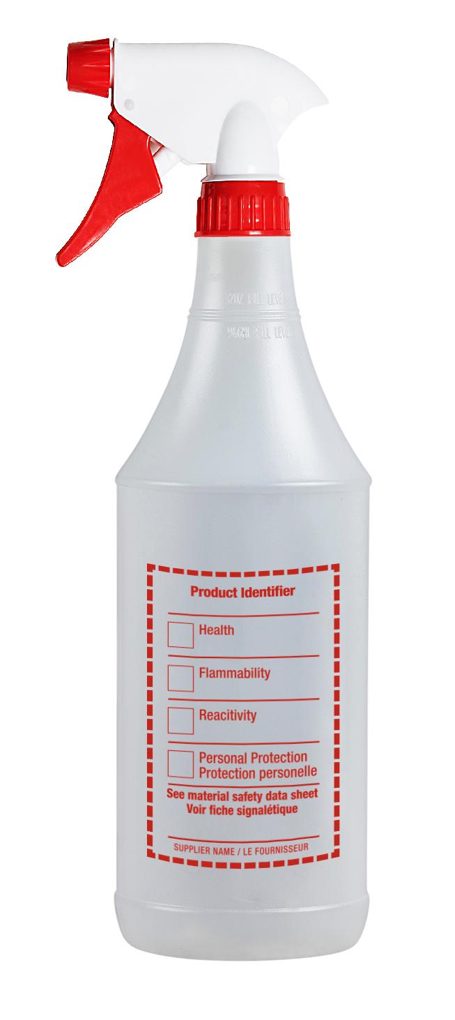 Set of 12, 32oz Spray Bottle With Trigger and WHMIS Label